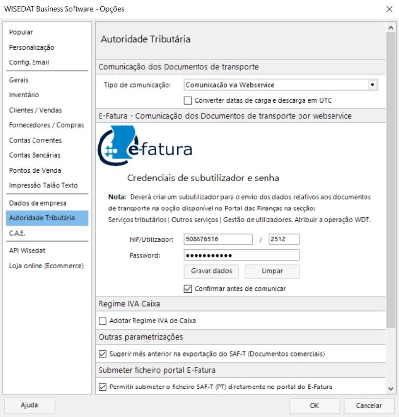 Autoridade Tributária - WISEDAT,